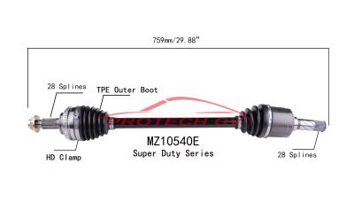 China MZ10540E Cv Axle Assy Heavy Duty Clamp Mazda Miata Mazda Miata EXTREME Weather Unit for sale