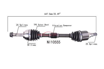 China 2007-2011 Nissan Shaft Assembly Front Drive Front Left Cv Shaft Assembly for sale