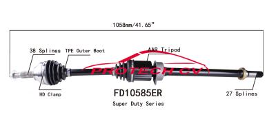 China FD10585ER  CV Axle Assembly Heavy Duty Clamp TPEE Boot  Cold Forging Grinding Process Technology EXTREME Weather Unit for sale