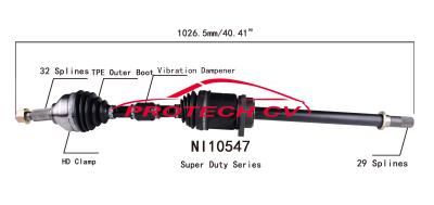 China NI10547 Nissan Front Drive Shaft Cv Joint Cold Forging Grinding Process for sale