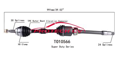 China TO10566 CV Axle Assembly Heavy Duty Clamp TPEE Boot  Cold Forging Grinding Process Technology EXTREME Weather Unit for sale