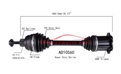China AD10560 Front Axle Shaft Replacement Heavy Duty Clamp TPEE Boot Cv Axle Audi A4 for sale