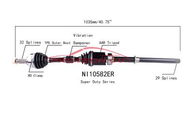 China Nissan Right Front Axle Shaft Replacement NI10582ER EXTREME Weather Unit for sale
