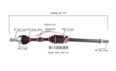 China NI10583ER Front Right Drive Shaft TPEE Boot Nissan Cv Axle Front Right for sale