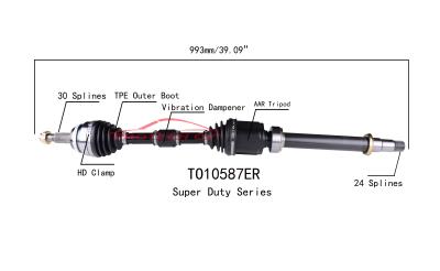 China TO10587ER CV Axle Assembly Heavy Duty Clamp TPEE Boot  Cold Forging Grinding Process Technology EXTREME Weather Unit for sale