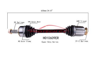 China HO10609ER CV Axle Shaft Assembly Acura RDX Right Front Cv Shaft Heavy Duty Clamp for sale