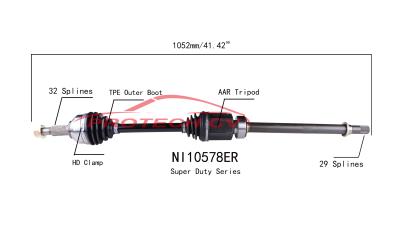 China NI10578ER CV  CV Axle Assembly Heavy Duty Clamp TPEE Boot  Cold Forging Grinding Process Technology EXTREME Weather Unit for sale