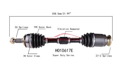 China HO10617E CV  CV Axle Assembly Heavy Duty Clamp TPEE Boot  Cold Forging Grinding Process Technology EXTREME Weather Unit for sale