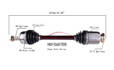 China HO10607ER CV  CV Axle Assembly Heavy Duty Clamp TPEE Boot  Cold Forging Grinding Process Technology EXTREME Weather Unit for sale