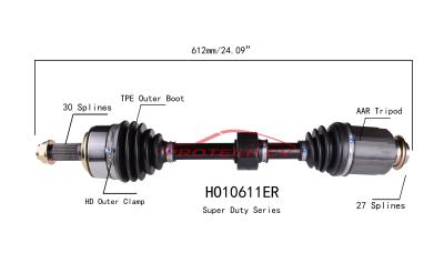 China HO10611ER CV  CV Axle Assembly Heavy Duty Clamp TPEE Boot  Cold Forging Grinding Process Technology EXTREME Weather Unit for sale