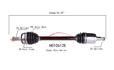 China HO10612E CV  CV Axle Assembly Heavy Duty Clamp TPEE Boot  Cold Forging Grinding Process Technology EXTREME Weather Unit for sale