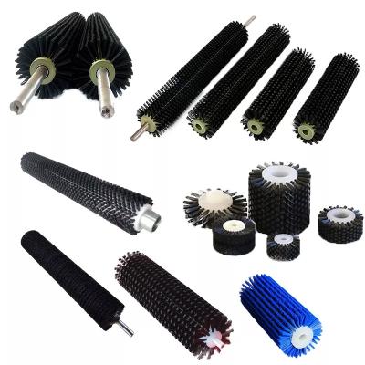 China Custom Industrial Conveyor Cylinder Nylon Roller Brush For Cleaning for sale