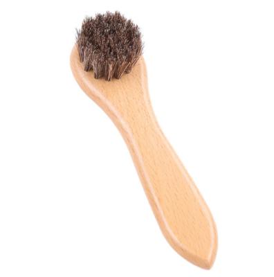 China Soft Fur Shoe Brush Wooden Horsehair Brush Can Add Logo for sale