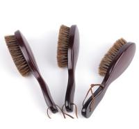 China Brown Curved Wave Brush Long Handle for Daily Life Clothes Tool Brush Wooden Horsehair Brush for sale