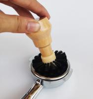 China Coffee Machine Powder Bowl Cleaning Brush Solid Wood Handle for sale