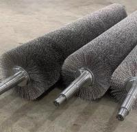 China Crimped Industrial Cleaning Brush Roller Industrial Spiral Coil Roller Brush Steel Wire Roller Polishing Brush for sale