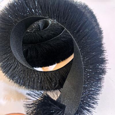China High-Density Black Knitted Brush Tape, 0.15 nylon, 40mm x 35mm, Non-shedding, Flexible and ,Maintains Shape when Bent for sale