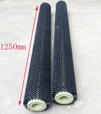 China Galvanized Metal 1250mm Black Debris Dust Soil Cleaning Nylon Roller Brush for sale