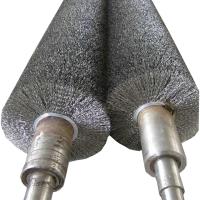 China 304 Steel Shaft Spiral Stainless Steel Brass Wire Grinding Brush Roller For Machine for sale