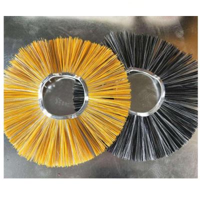 China Steel PP Road Sweeper Front Brush , Tractor Wafer Broom 8mm Pin for sale