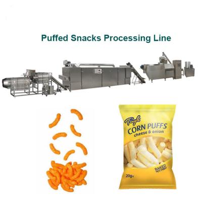 China AutoCAD layout Corn Puff Snack Extruder Machine / Grain Puffing Machine 30x5x3m for sale