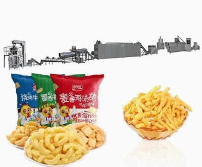 China Self cleaning Corn Puff Snack Extruder Food Processing Line With Finish Mixing Extruding Shaping for sale
