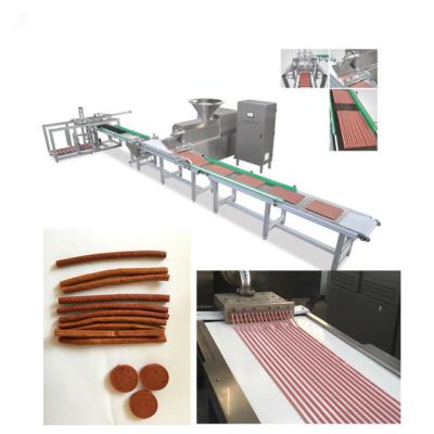 China 500kg/h Pet Food Production Line Dog Dental Meat Strip Machine With Auto Tray System for sale