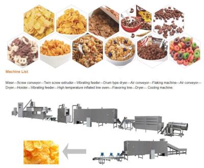 China Breakfast Cereal Bar / Corn Flakes Processing Line SS304 with CE Standard for sale