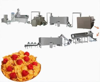 China 200-500kg Kellogg Roasted Breakfast Cereal Corn Flakes Processing Line Snack Food Extruder Machine for sale