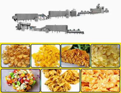 China Commercial Corn Flakes Making Machine / Corn Chips Snack Food Extruder 150-500kg/h for sale