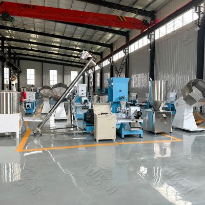 China MIKIM Machinery's 40-250 kg/hour fully automatic small-scale fish feed production machine can produce floating fish feed pellets and pet food pellets, suitable for aquaculture and pet food. for sale