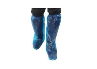 China Disposable Plastic Long Shoe Covers PE Waterproof Rain Boots Cover Making Machine for sale