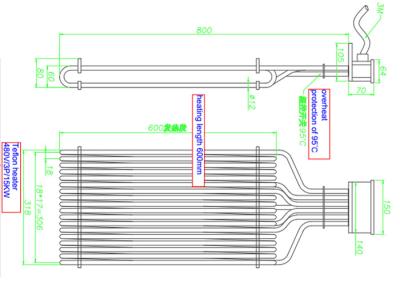 China 480V 600mm Multi Tube  Immersion Heater , Industrial Immersion Heater Vertical for sale