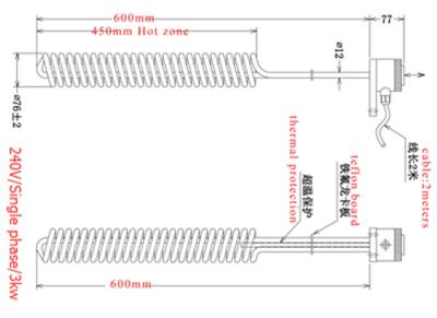 China Anti Corrosion Tubular PTFE Coated Immersion Water Heater For Electroplating Industry for sale