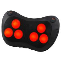 China Black Color Infrared Neck Massager , Electric Neck Pillow With Springy Massage Balls for sale