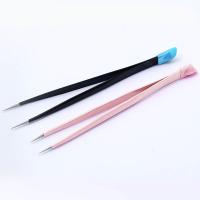 China 2 Heads Nail Care Tools Light Weight Tweezers With Silicone Pressing Head for sale
