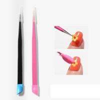 China 2 Heads Nail Care Tools Light Weight Tweezers With Silicone Pressing Head for sale