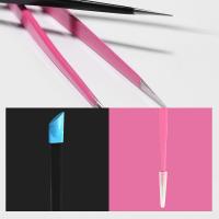 China 2 Heads Nail Care Tools Light Weight Tweezers With Silicone Pressing Head for sale