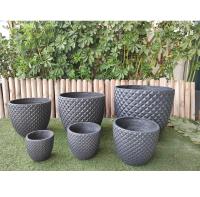 China Black Marble Diamond Design Flower Pot for Outdoor Garden Size 2 D18.5*H16.5cm for sale