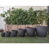 China Black Marble Diamond Design Flower Pot for Outdoor Garden Size 2 D18.5*H16.5cm for sale