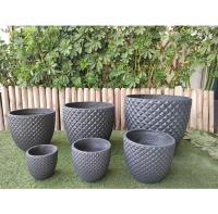China Black Marble Diamond Design Flower Pot for Outdoor Garden Size 2 D18.5*H16.5cm for sale