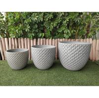 China Set 6 Diamond Design Antique Grey Flower Pot Garden Pot Size 2 D18.5*H16.5cm for sale