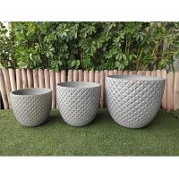 China Set 6 Diamond Design Antique Grey Flower Pot Garden Pot Size 2 D18.5*H16.5cm for sale