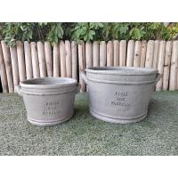 China Flower Pot Garden Pot Set 2 Dairy Fiber Stone Pot in Garden Grey Size 2 28.5*24.5*16.5cm for sale