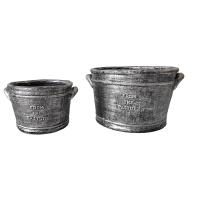 China Size 2 28.5*24.5*16.5cm Bronze Gray Dairy Fiber Stone Pot Garden Pot Flower Pot Set 2 for sale