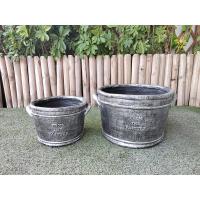 China Size 2 28.5*24.5*16.5cm Bronze Gray Dairy Fiber Stone Pot Garden Pot Flower Pot Set 2 for sale
