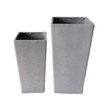 China Set 2 Square Shape Fiber Stone Flower Pot Garden Pot Size 1 30*30*60cm Weight 8kg for sale