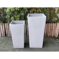China Set 2 Square Shape Fiber Stone Flower Pot Garden Pot Size 1 30*30*60cm Weight 8kg for sale