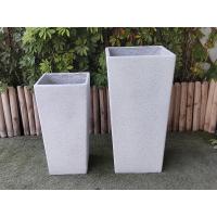 China Set 2 Square Shape Fiber Stone Flower Pot Garden Pot Size 1 30*30*60cm Weight 8kg for sale