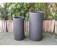 China Lightweight Cylinder-shaped Fiber Stone Garden Pot Size 1 30*30*60cm Weight 2 12.15kg for sale